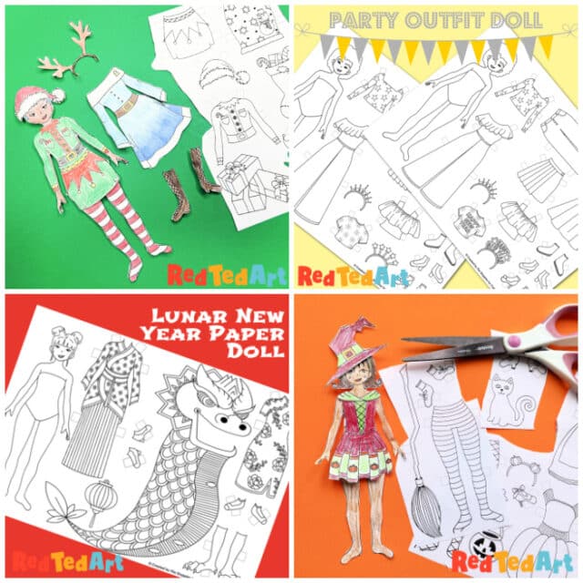 Four Seasons Cut & Paste Dolls Printable - Red Ted Art - Kids Crafts
