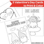 Valentines Gnome Coloring Page Cards - Red Ted Art - Kids Crafts