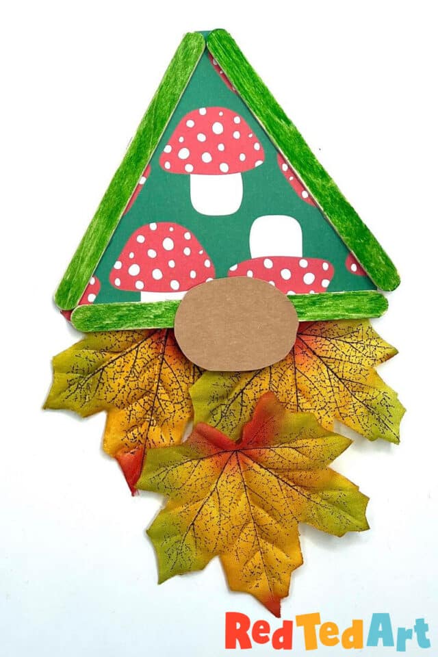 Popsicle Stick Gnome with Leaf Beards for Fall - Red Ted Art