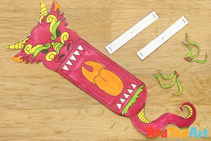 Chinese New Year: Paper Dragon Printable Puppet - Red Ted Art - Kids Crafts