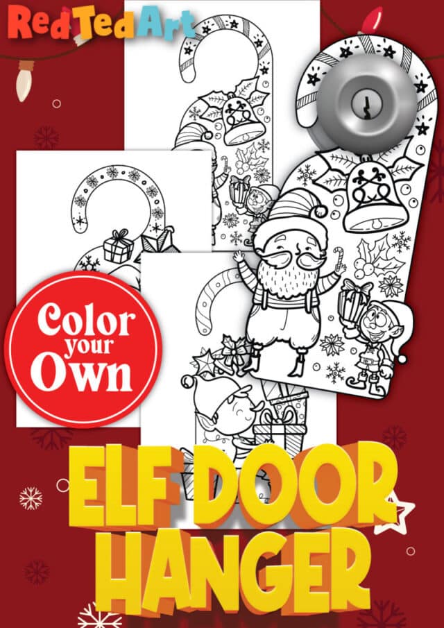 Christmas Door Hanger Printable - Red Ted Art - Kids Crafts