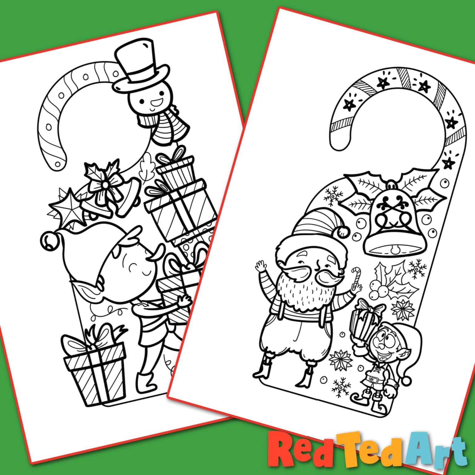 Christmas Door Hanger Printable - Red Ted Art - Kids Crafts