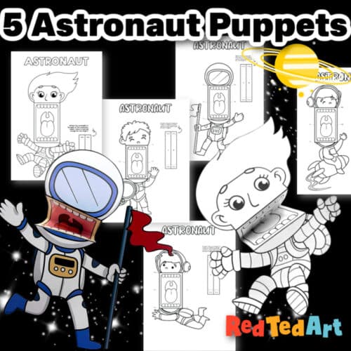Astronaut Puppet Printable - Red Ted Art - Kids Crafts