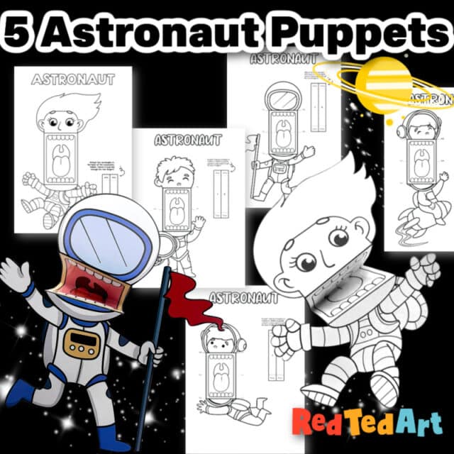 Astronaut Puppet Printable - Red Ted Art - Kids Crafts