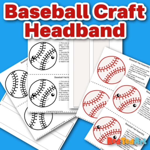 Baseball Headband Craft & Coloring Page - Red Ted Art