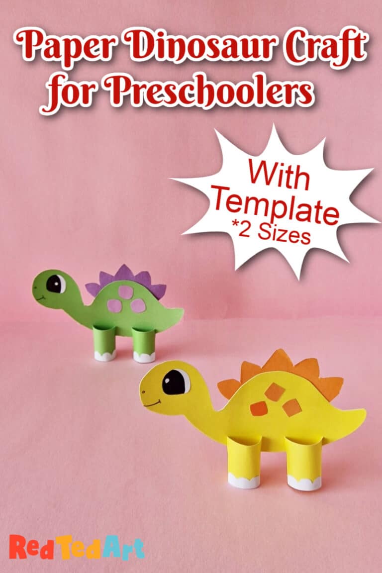 Paper Dinosaur Craft with Templates - Fun Preschoolers Ideas - Red Ted ...