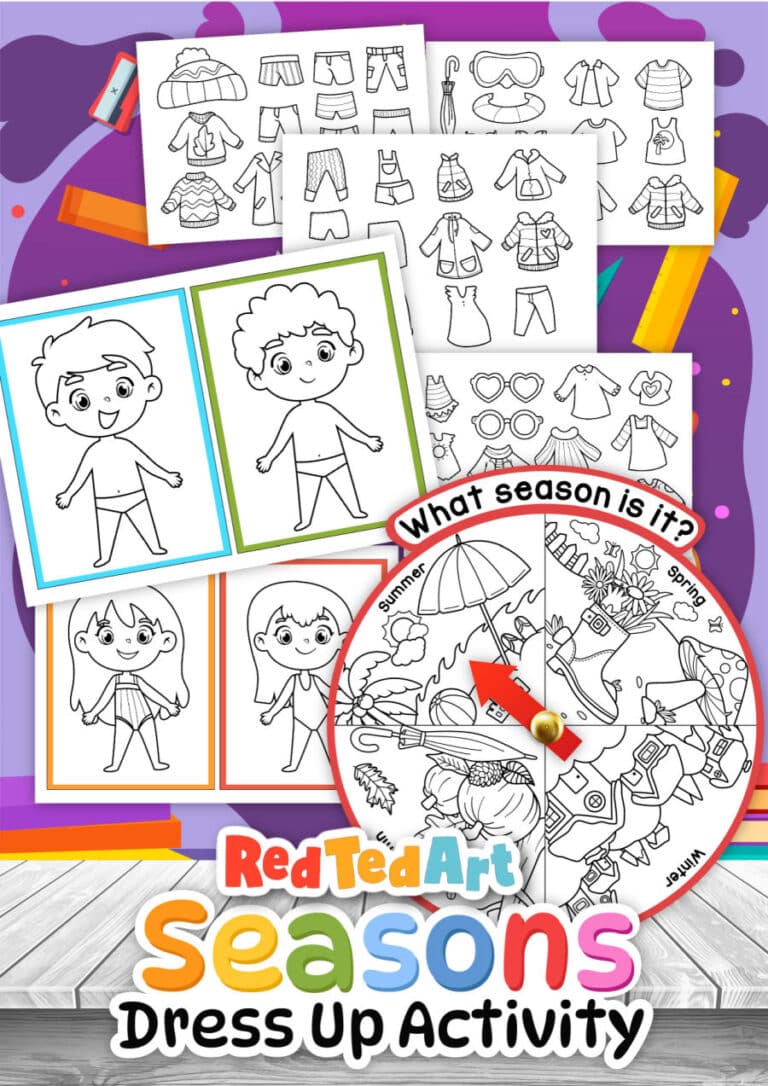 Four Seasons Cut & Paste Dolls Printable - Red Ted Art - Kids Crafts