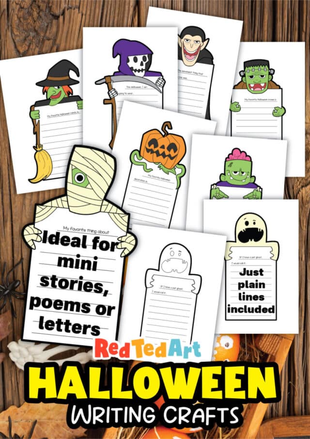 Halloween Writing Prompts & Coloring Pages - Red Ted Art - Kids Crafts