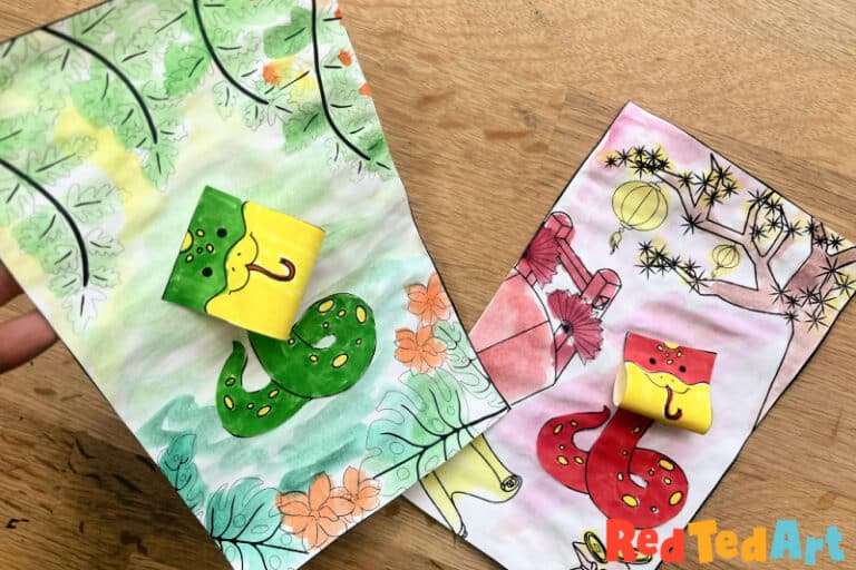 Chinese New Year Snake 3d Coloring Page - Red Ted Art - Kids Crafts