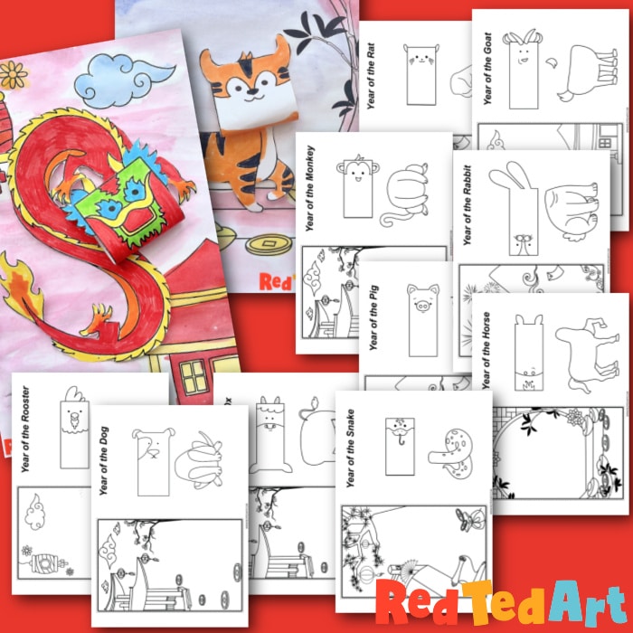 Chinese New Year Snake 3d Coloring Page - Red Ted Art - Kids Crafts