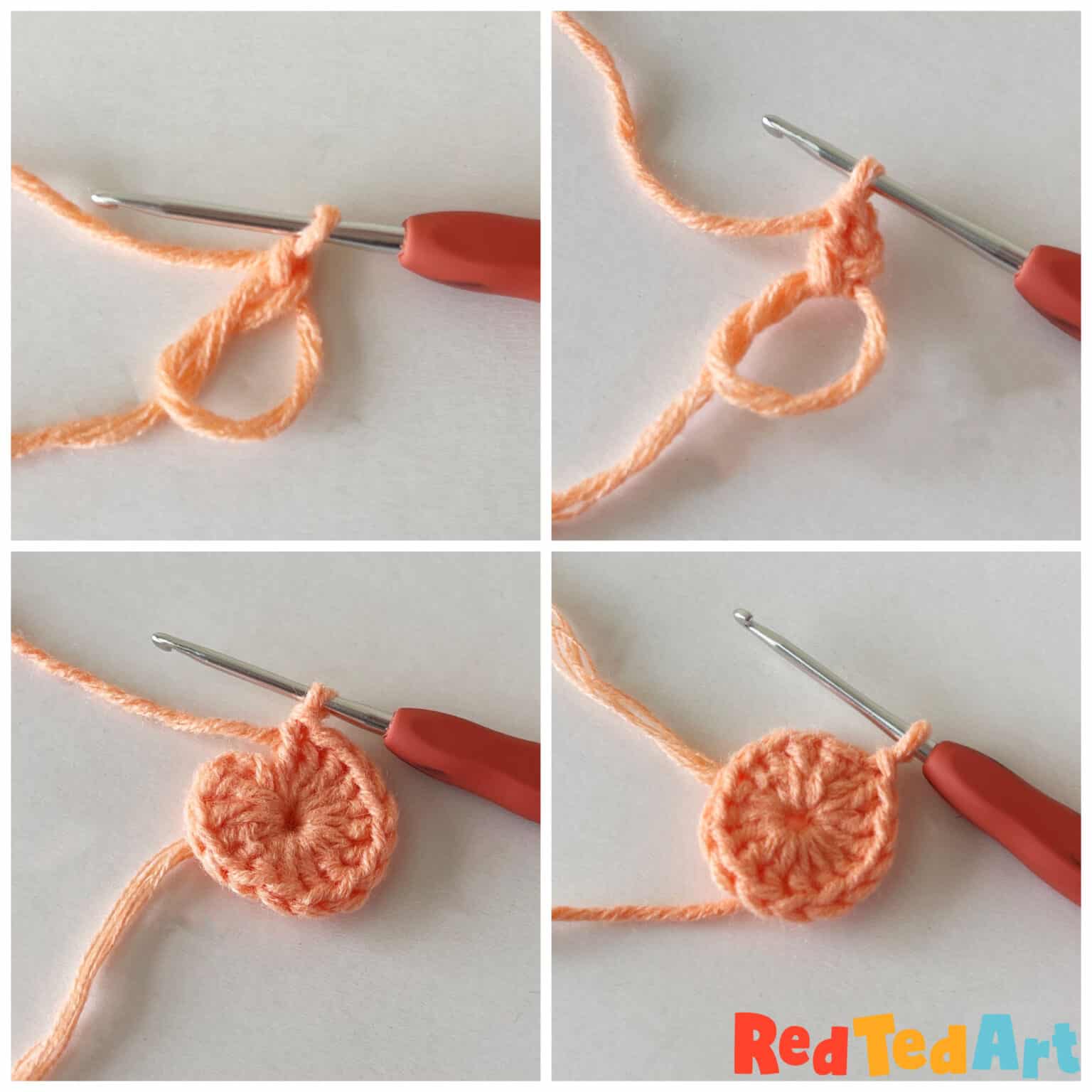 Free Flower Granny Square Pattern - Red Ted Art - Kids Crafts