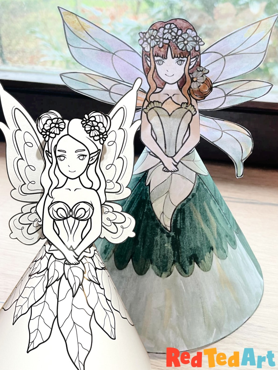 3d Fairy Coloring Pages - Red Ted Art - Kids Crafts