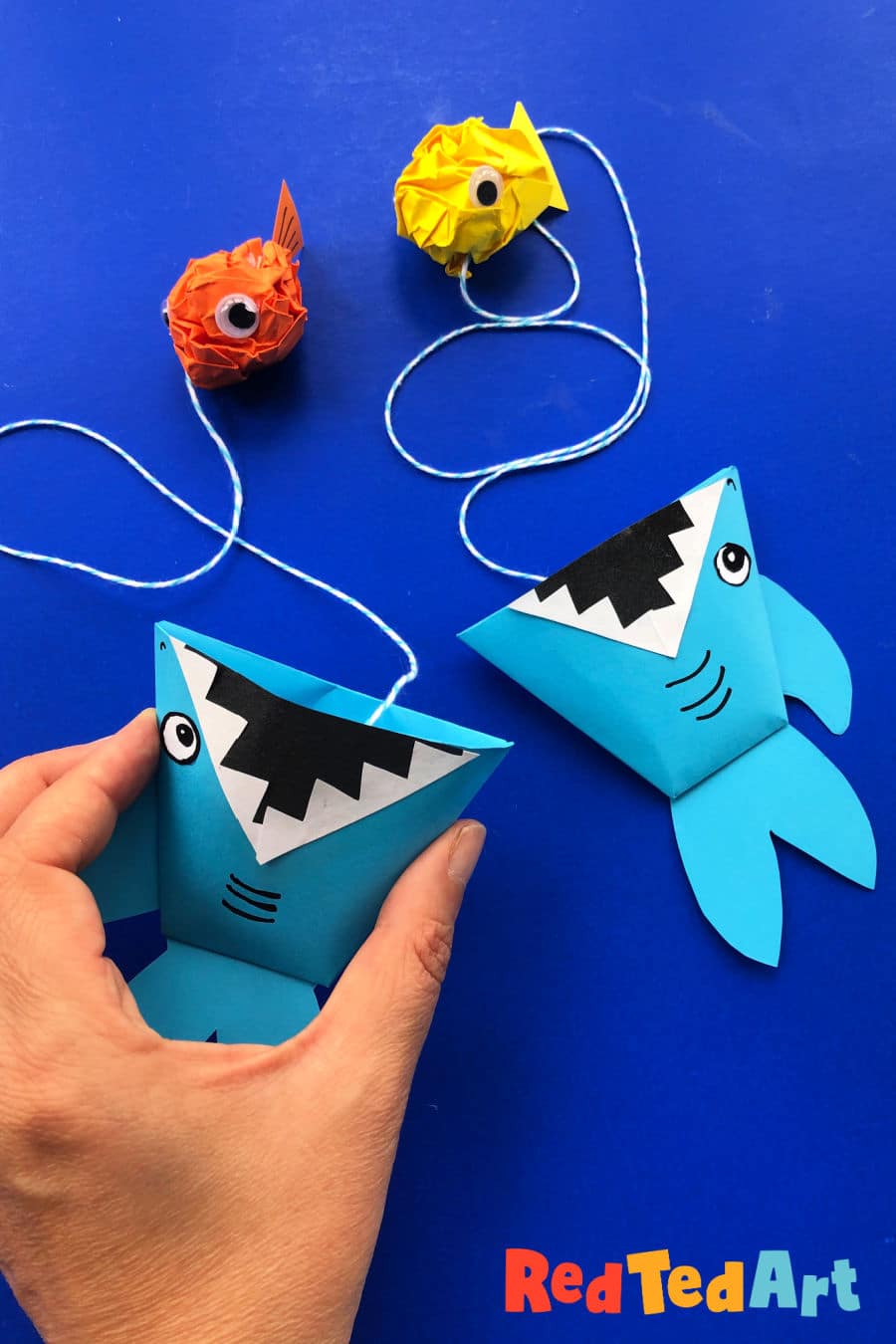 Easy Origami Shark Toy For Kids - Red Ted Art - Kids Crafts