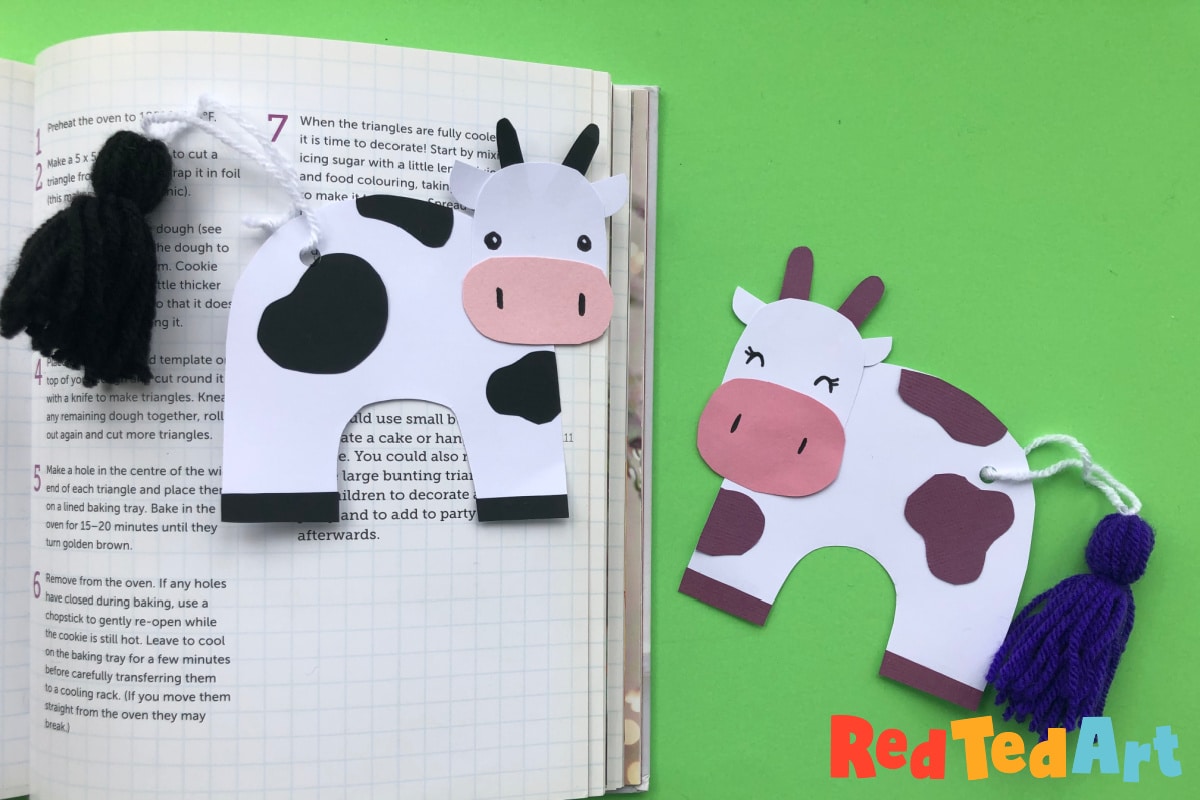 Cow Bookmark with Tassel for Kids - Red Ted Art - Kids Crafts