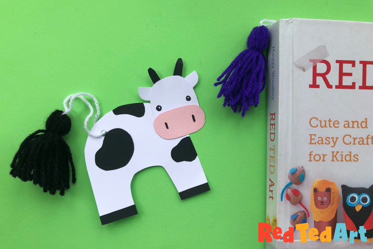 Cow Bookmark with Tassel for Kids - Red Ted Art - Kids Crafts
