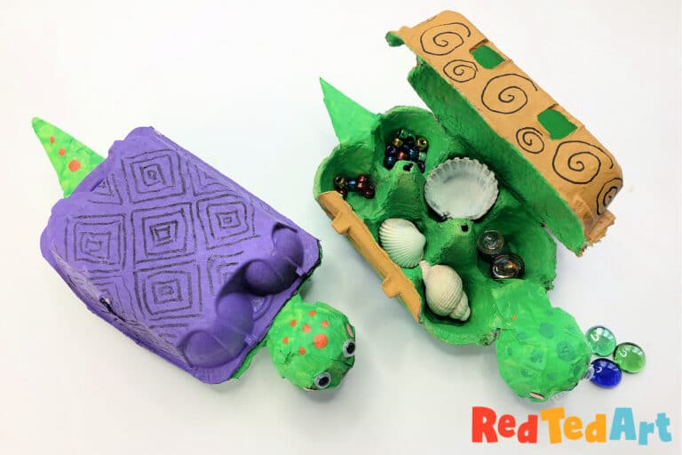 Recycled Turtle Craft - Egg Carton Treasure Box - Red Ted Art - Kids Crafts