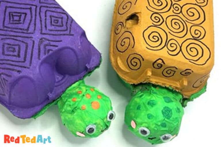 Recycled Turtle Craft - Egg Carton Treasure Box - Red Ted Art - Kids Crafts