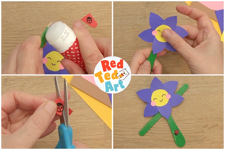 Popsicle Stick Flower Bookmarks DIY - Red Ted Art - Kids Crafts